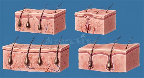 Detailed Scalp Skin Cross Sections Illustrating Different Skin