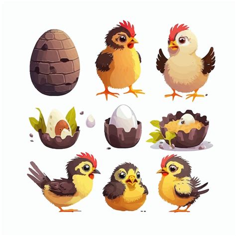 Pollito Eclosionando De Huevo Aislado En El Fondo Ilustración De Vector