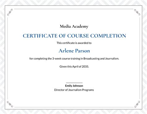 Free Professional Course Completion Certificate Template To Edit Online
