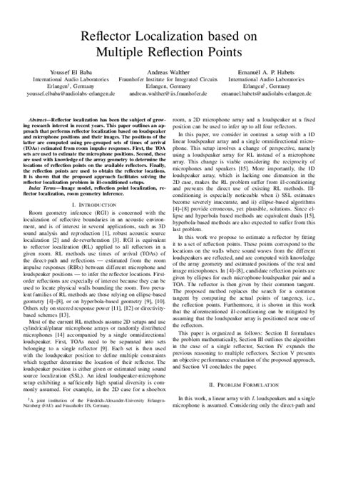 Pdf Reflector Localization Based On Multiple Reflection Points
