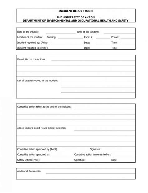 Osha Incident Report Form Template
