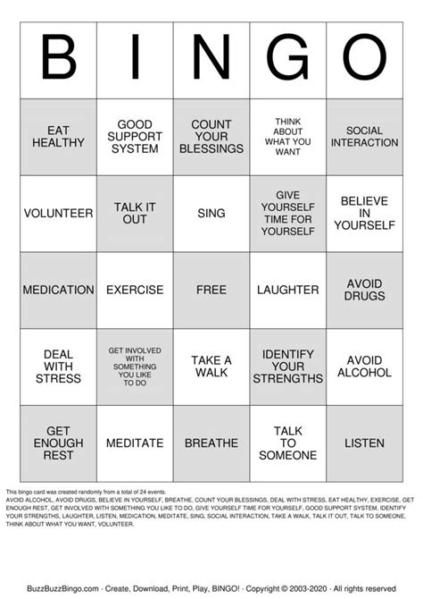 Wellness Bingo Cards To Download Print And Customize