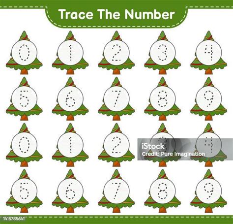 숫자를 추적합니다 크리스마스 트리와 숫자를 추적 교육 어린이 게임 인쇄 워크 시트 벡터 일러스트레이션 0명에 대한 스톡 벡터 아트 및 기타 이미지 Istock