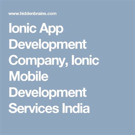 Ionic App Development Company Ionic Mobile Development Services India