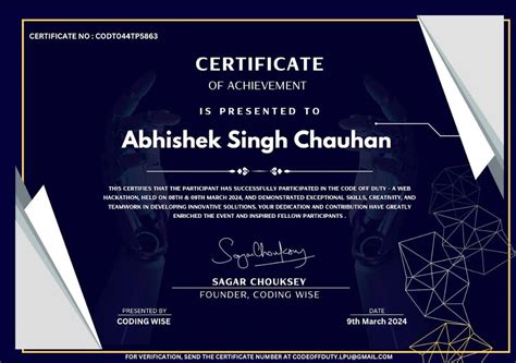 Codeoffduty Hackathon Webdevelopment Certificateofparticipation