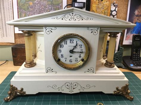 Seth Thomas Blanche Antique Clock White Adamantine In Great Working Condition 1800315365