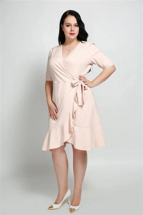 Womens Sexy V Neck Plus Size Casual Dress Half Sleeve A Line Cocktail