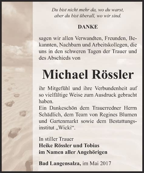 Traueranzeigen Von Michael Rössler Trauer In Thueringen De