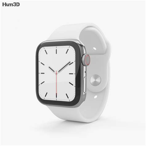Apple Watch Series 5 44mm Stainless Steel Case With Sport Band 3d Model