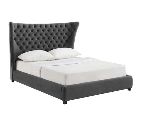 Sassy Grey Velvet Queen Bed Sku Be00015 Yulissa Home Furnishings Nj