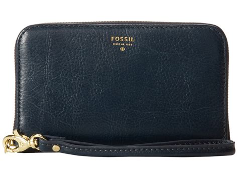 Fossil Sydney Zip Phone Wallet Heritage Blue Free Shipping