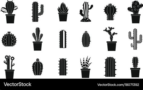 Cactus Icon Set Simple Style Royalty Free Vector Image