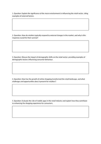 Level 3 Btec Business Unit 15 Investigating Retail Business All Learning Aims A C