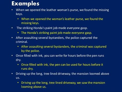 Misplaced Modifiers And Dangling Modifiers