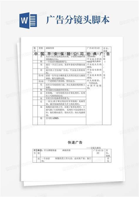 广告分镜头脚本word模板下载编号qrbkndaj熊猫办公