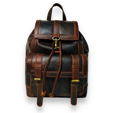 Droworang International Brown Oil Pull Up Leather Backpack 15 Kg