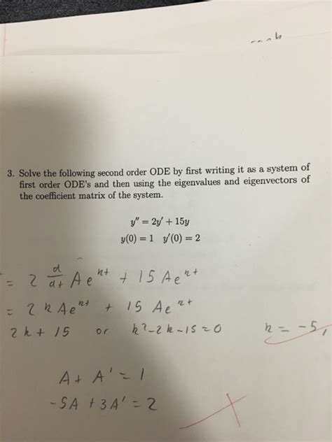 Solved Solve the following second order ODE by first writing | Chegg.com