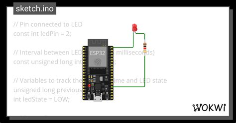 Millis LED Blink Without Delay Function Wokwi ESP32 STM32 Arduino Simulator