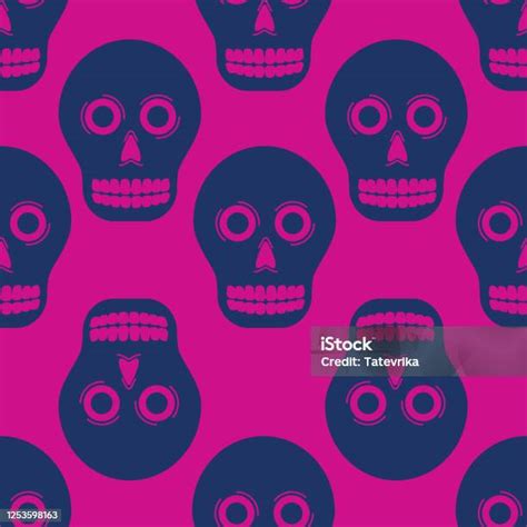 死んだ頭蓋骨の日シームレスなパターンの背景ベクターの図 イラストレーションのベクターアート素材や画像を多数ご用意 イラストレーション