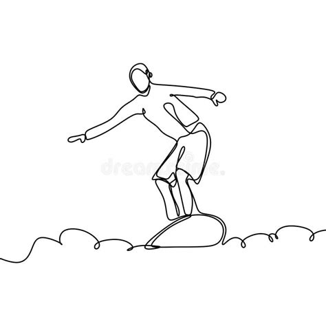Dibujo Lineal Del Verano Uno Con La Persona Que Hace Practicar Surf En
