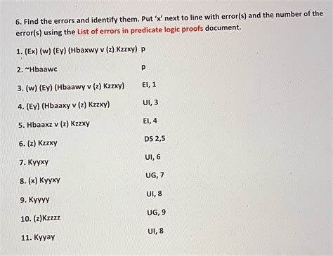 Hi The Document Regarding List Of Errors In Chegg