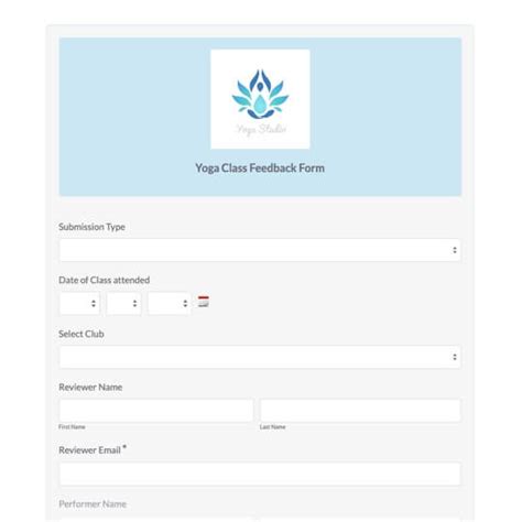 Yoga Feedback Form Template Formstack