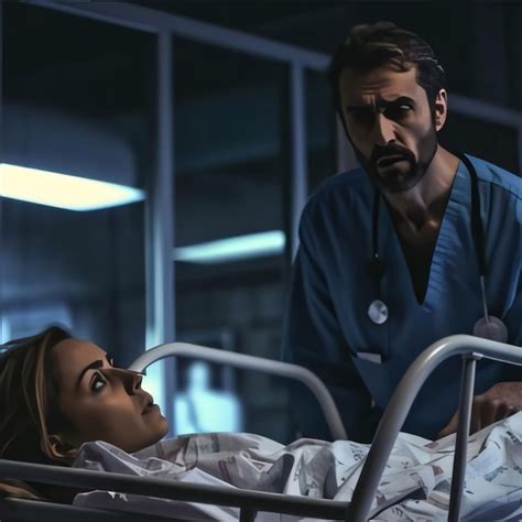 Enfoque selectivo del médico mirando al paciente enfermo acostado en la cama del hospital