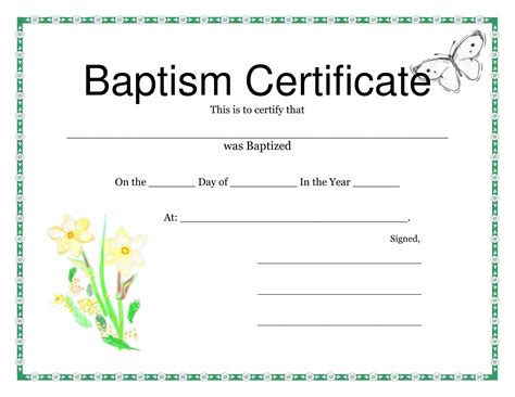 Baptism Certificate Printable Template