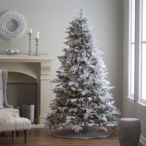 75 Ft Pre Lit Natural Cut Flocked Vermont Spruce Christmas Tree By