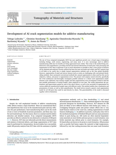Pdf Development Of Ai Crack Segmentation Models For Additive