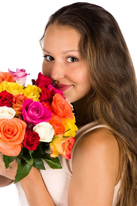 Woman With Flowers Bouquet Free Stock Photo Public Domain Pictures