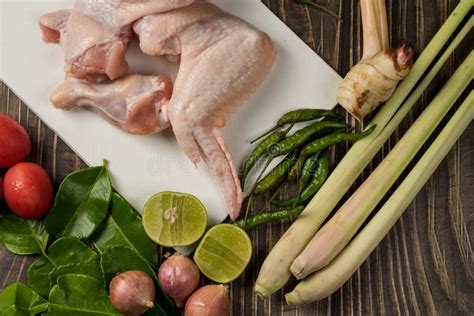 Preparation Of Raw Materials For Cooking Thai Food Using Chicken Stock Photo Image Of