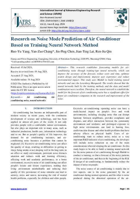 Pdf Research On Noise Mode Prediction Of Air Conditioner Based On