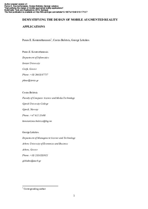 Pdf Demystifying The Design Of Mobile Augmented Reality Applications