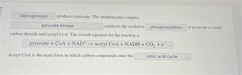 Solved Produces Pyruvate The Multienzyme Complexpyruvate