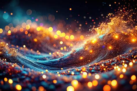 Stunning Tiltshift Generative Ai Art Glowing Particle Waves On A Dark Background A Mesmerizing