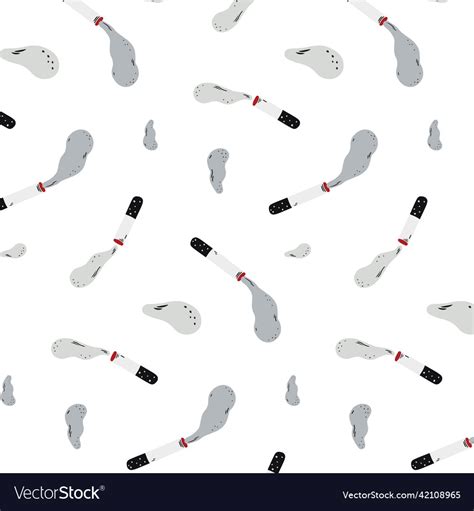 Hand Drawn Of Cigarette With Smoke Pattern Vector Image