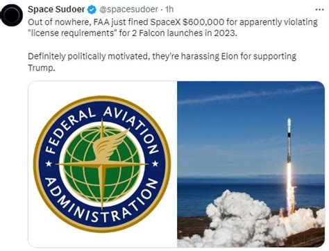 Faa Wants To Fine Spacex Over 2023 Falcon Launch License Violations