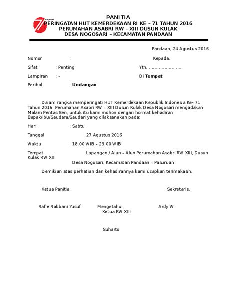 Contoh Surat Undangan 17 Agustus 53 Koleksi Gambar