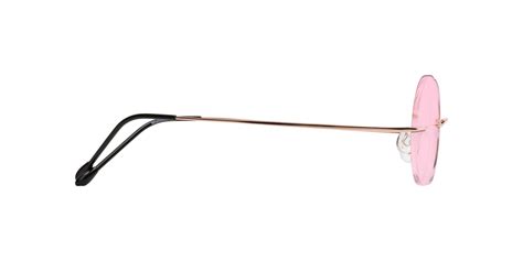 Rose Gold Narrow Flexible Round Tinted Sunglasses With Light Pink