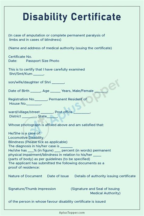 Disability Certificate Application Procedure And Status Format And Validity A Plus Topper