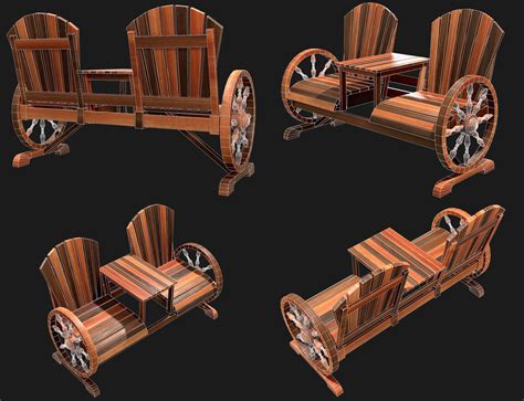 3D Model Collection Garden Bench Set 1 VR AR Low Poly CGTrader