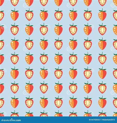 Seamless Fruits Vector Pattern Pastel Symmetrical Background With Strawberries Whole And Half