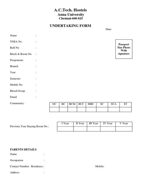 Undertaking Form Actech Updated Pdf