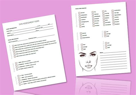 Skin Assessment Form Female Version Skin Analysis Form Nurse Injector