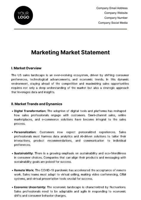 Free Marketing Market Statement Template To Edit Online