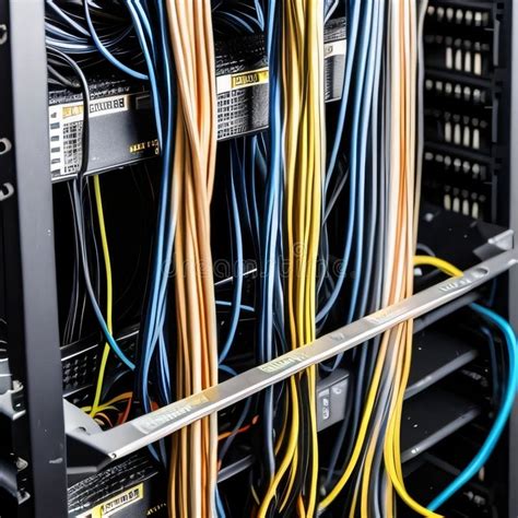 ai generated image network cables in a server rack stock illustration