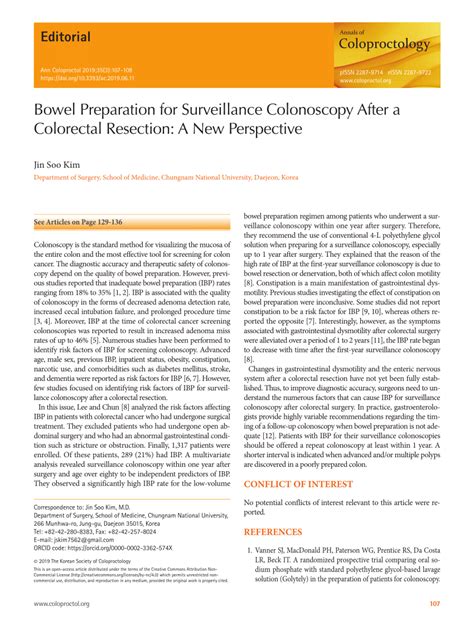Pdf Bowel Preparation For Surveillance Colonoscopy After A Colorectal