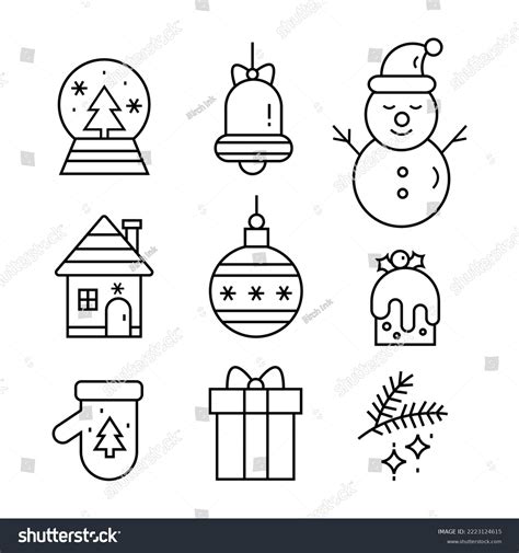 Vector Set Cute Christmas Icons Stock Vector Royalty Free 2223124615