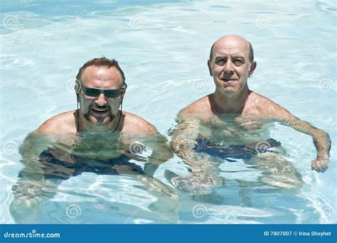 Two Men In The Pool Stock Image Image Of Outdoors Swimming 7807007